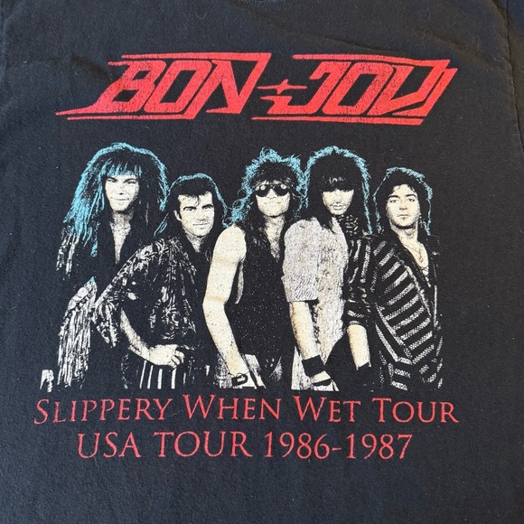goodie two sleeves | Shirts | Bon Jovi Slippery When Wet Tour Tee Black ...